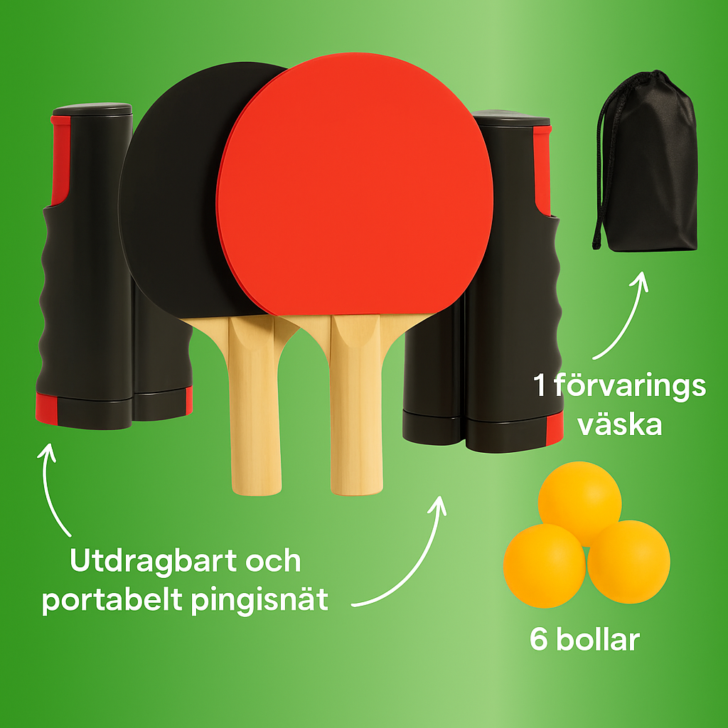Norillo™ – Mini Ping Pong Set med Justerbart Nät